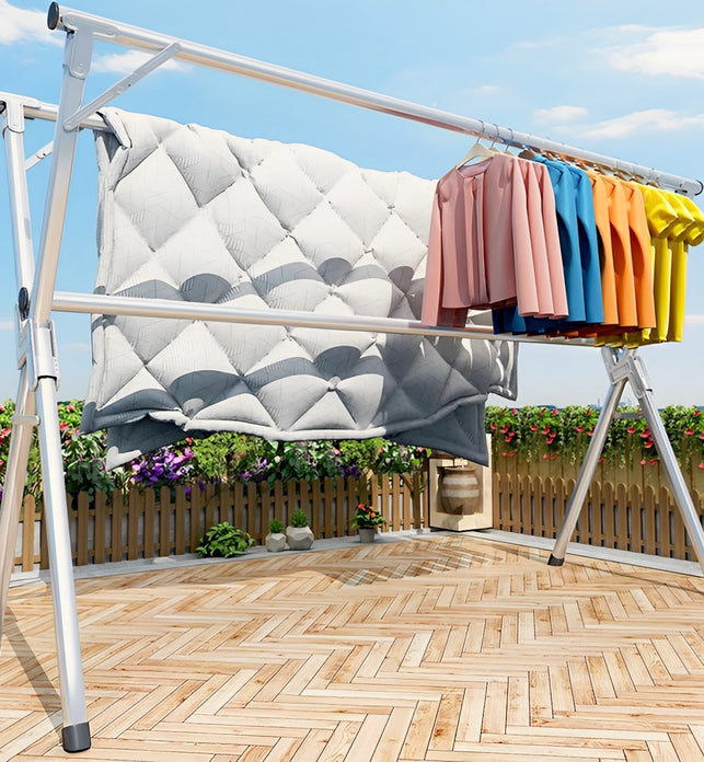 2.4m Portable Standing Clothes Drying Rack 3 Poles – sogainternational